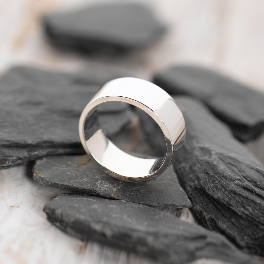 Flat-Shaped Solid 925 Silver Band - 7mm Wide – The SilverBand Company
